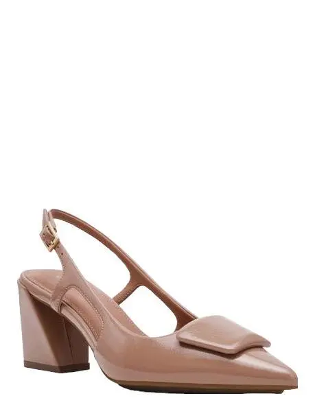 Anne Klein Renatta Slingback Pumps - Beige Crinkle Patent