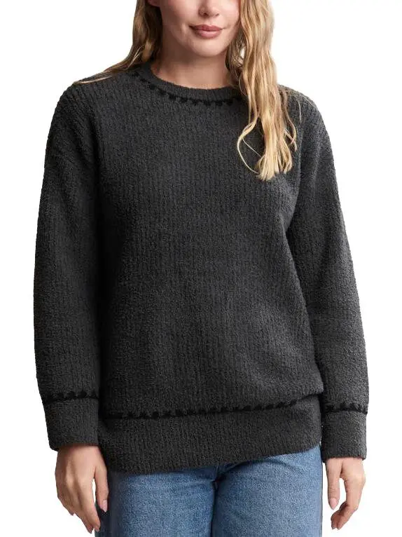 Barefoot Dreams Cozychic® Oversize Rib Crewneck Sweater - Dark Moss