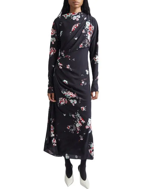Proenza Schouler Floral Print Midi Dress - Black Multi
