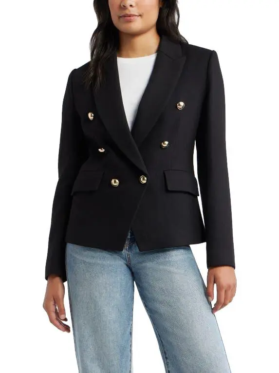 Caslon Double-breasted Stretch Twill Blazer - Black