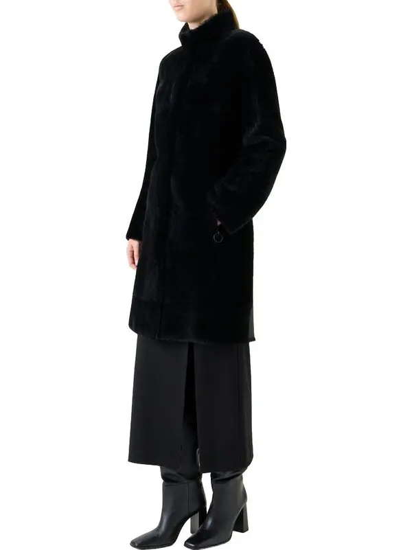Akris Lambskin Shearling Coat - Black
