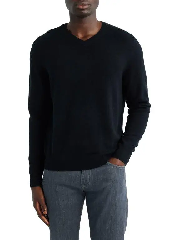 Nordstrom Cashmere V-neck Sweater - Black Caviar