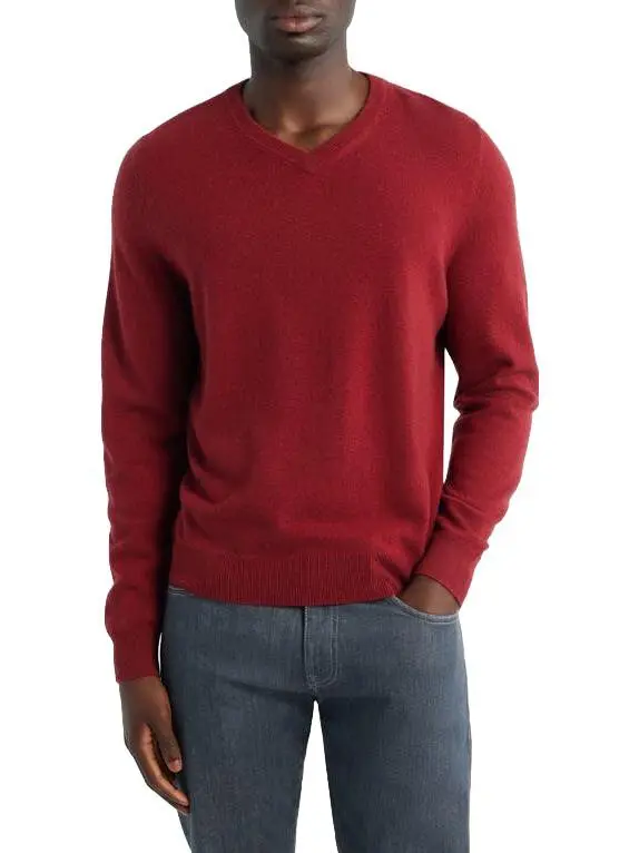 Nordstrom Cashmere V-neck Sweater - Red Fire