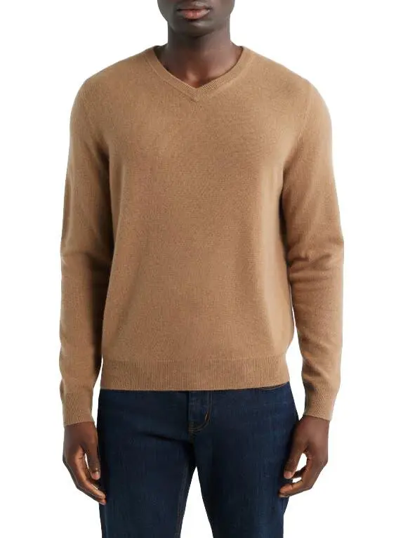Nordstrom Cashmere V-neck Sweater - Tan Cartouche