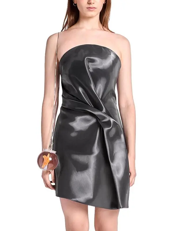 KATE BARTON Liquid Drape Mini Dress - Charcoal