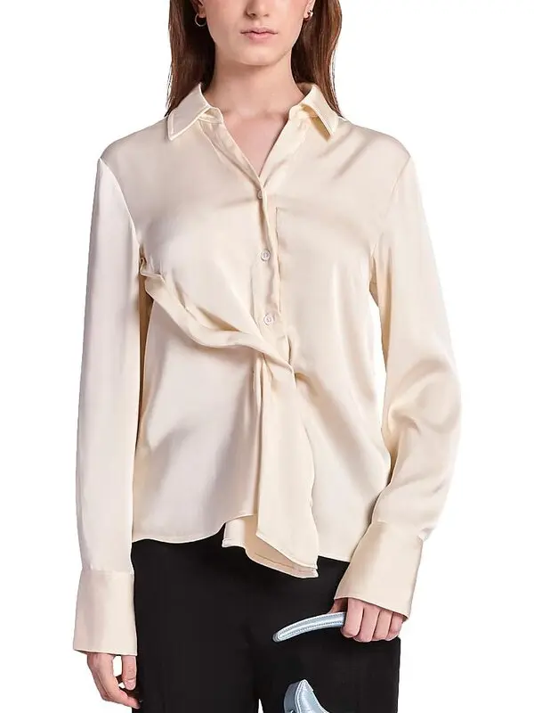 KATE BARTON Draped Button-front Shirt - Ivory