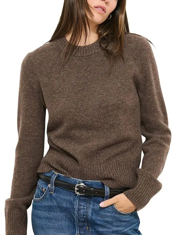 ALEX MILL Marais Cashmere Sweater - Heather Chocolate