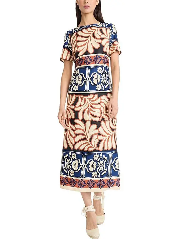 Maggy London Printed Midi Dress - Black/navy