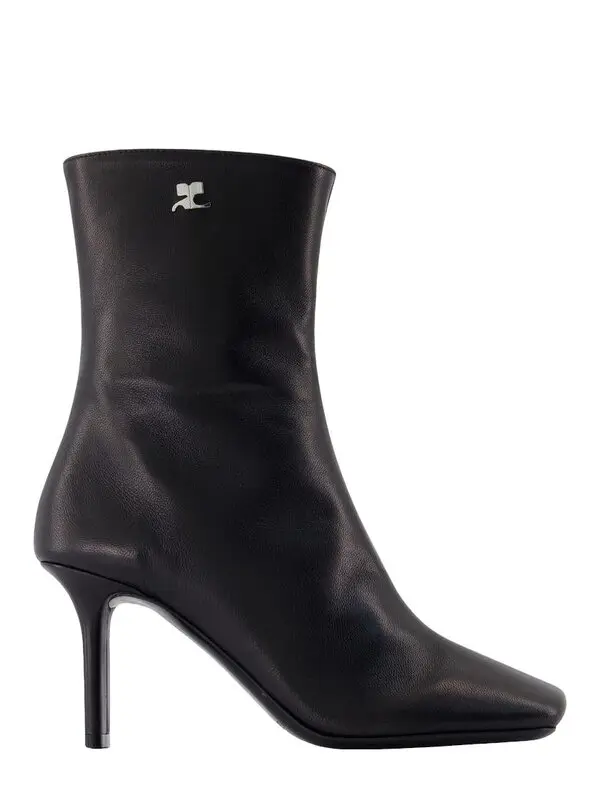COURREGES Square Toe 80 Ankle Boots - Black