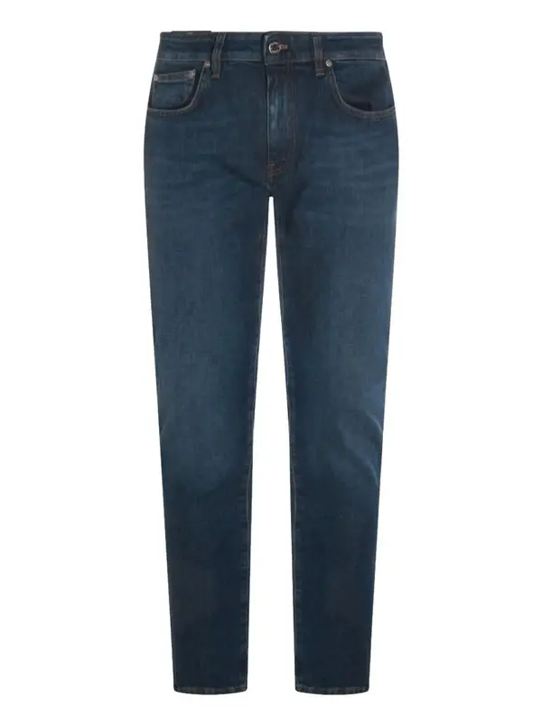 PT TORINO Cotton Straight Leg Jeans - Mid Blue