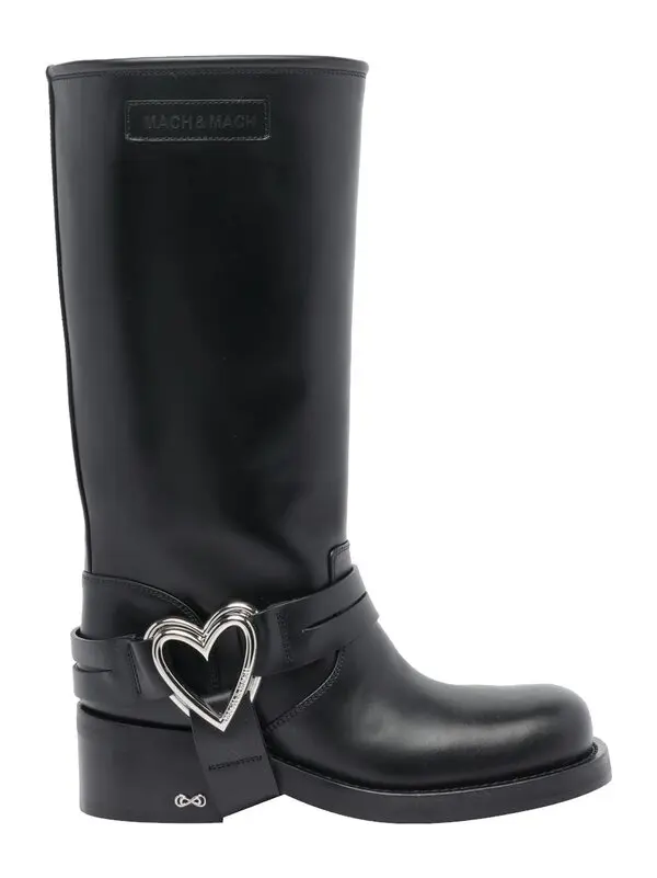 Mach & Mach Boots With Heart Detail - Black