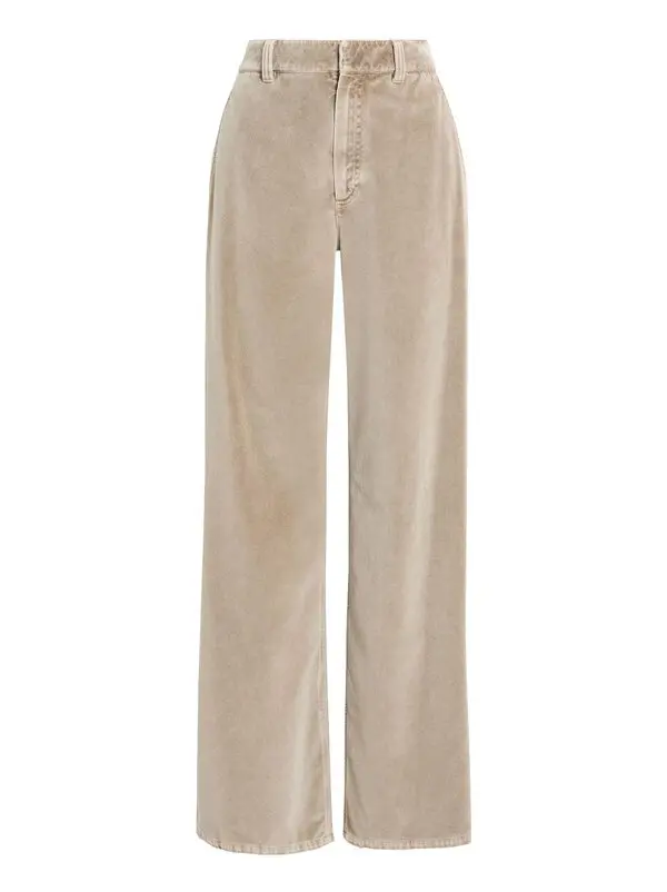 Brunello Cucinelli Cotton-velvet Wide-leg Pants - Neutral