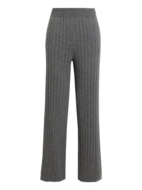 Brunello Cucinelli Ribbed Cashmere Straight-leg Pants - Anthracite