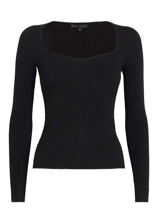 Maje Wool-blend Long-sleeve Top - Black