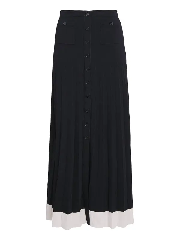 Sandro Contrast-trim Knitted Maxi Skirt - Blue