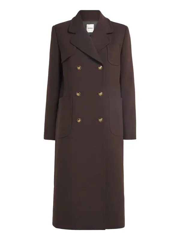 Sandro Virgin Wool-blend Double-breasted Overcoat - Brown