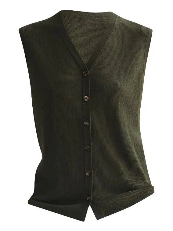 Veronica De Piante Alice Merino Wool Vest - Olive