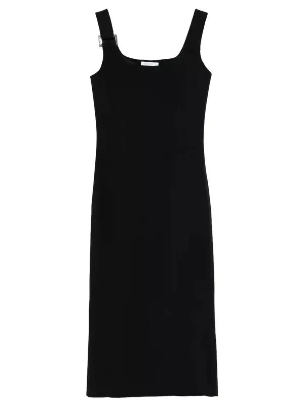 Patrizia Pepe Square-neck Midi Dress - Black