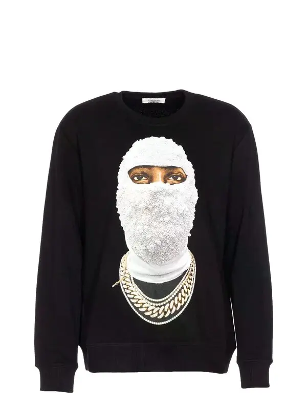 IH NOM UH NIT Mask-print Crew-neck Sweatshirt - Black