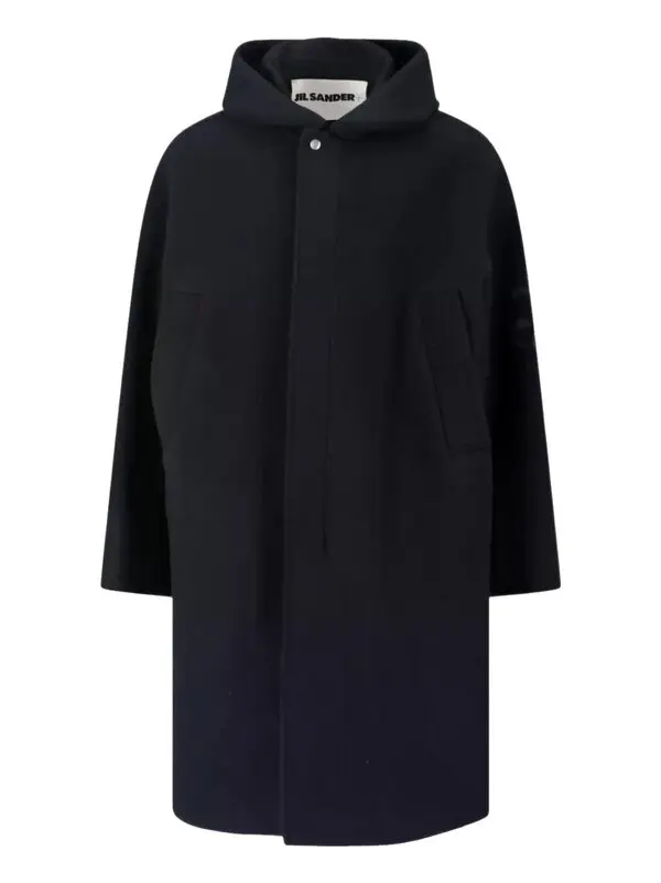 JIL SANDER Hooded Wool Coat - Black