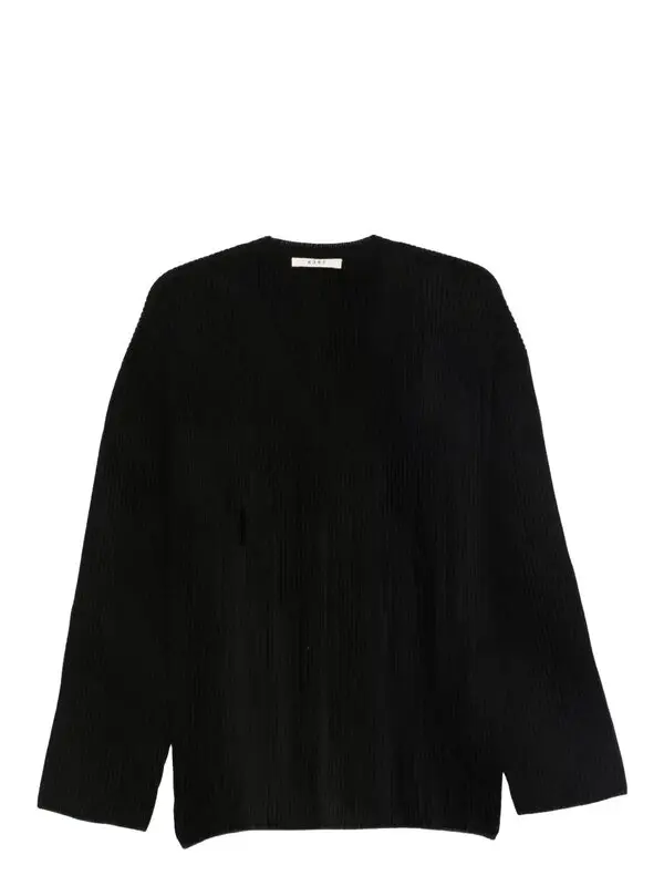 6397 Ribbed V-neck Jumper - Black