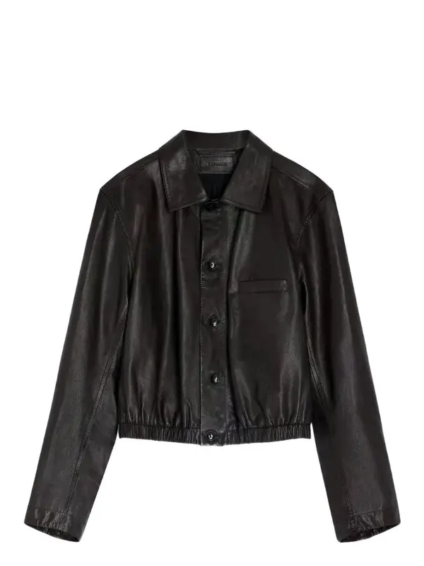 LEMAIRE Buttoned-up Leather Jacket - Brown