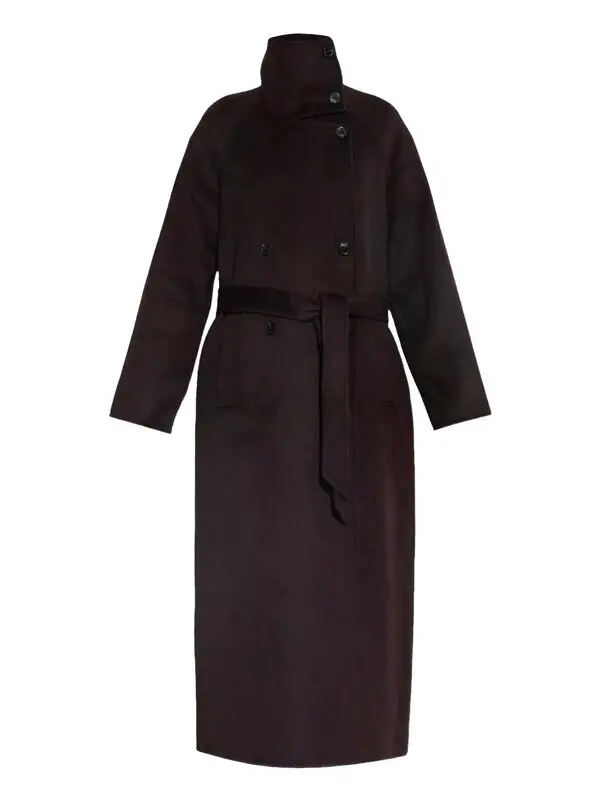 Samsøe Samsøe Belted Double-breasted Coat - Brown