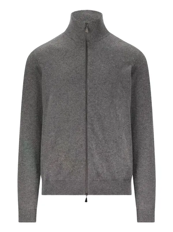 Alpha Studio Cashmere Zip-up Cardigan - Grey