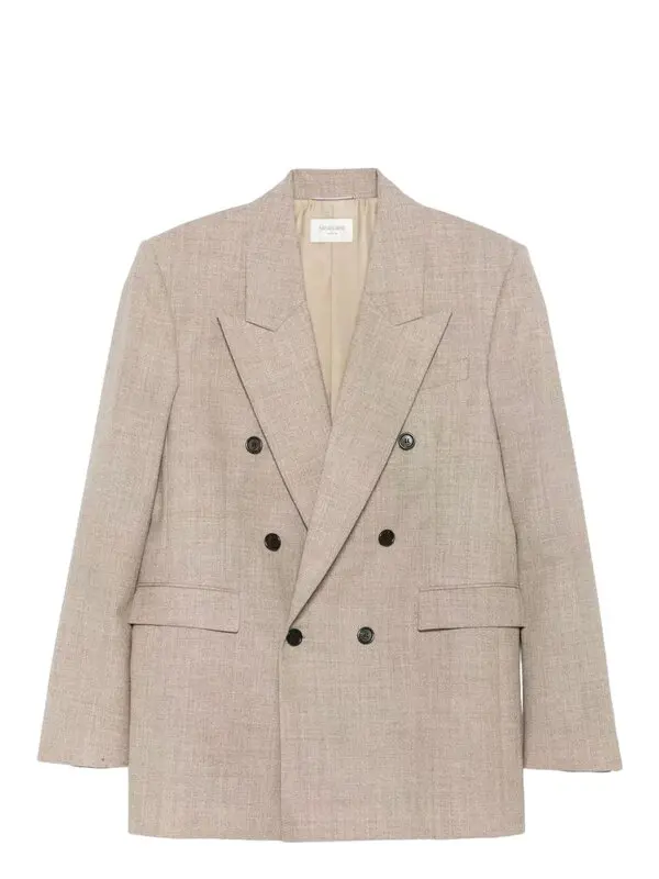 Saint Laurent Double-breasted Wool Blazer - Neutrals