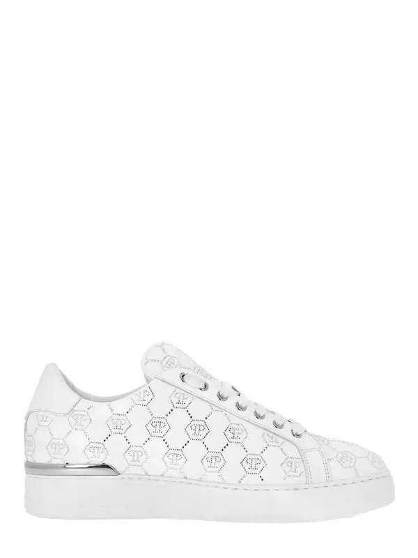 Philipp Plein Carson Monogram Strass Sneakers - White
