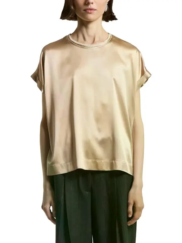 Peserico Silk-blend Short-sleeve Top - Neutrals