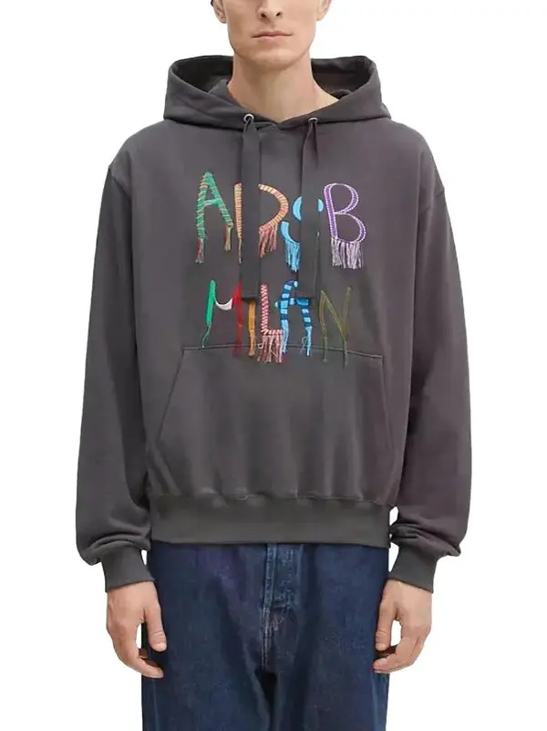Andersson Bell Embroidered Logo Hoodie - Grey