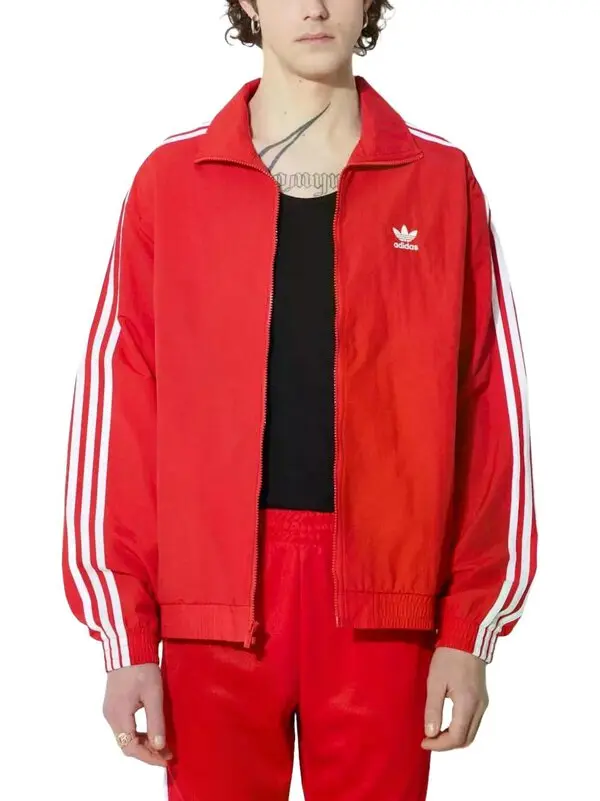 Adidas Three-stripe Zip Sweatshirt - Red