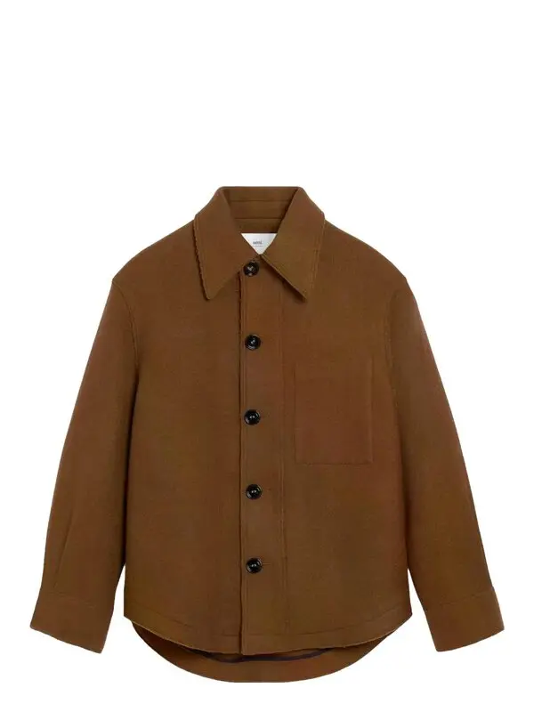 Ami Button-up Wool Jacket - Brown