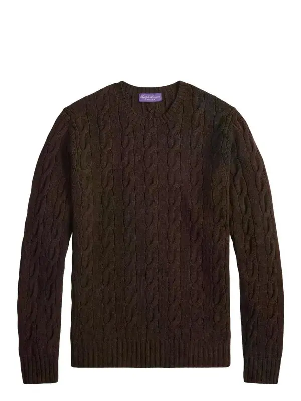 Ralph Lauren Purple Label Cable-knit Crew-neck Sweater - Brown