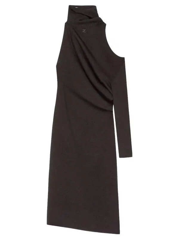 COURREGES Draped Wool Midi Dress - Brown