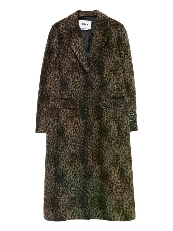 MSGM Leopard-print Single-breasted Coat - Brown