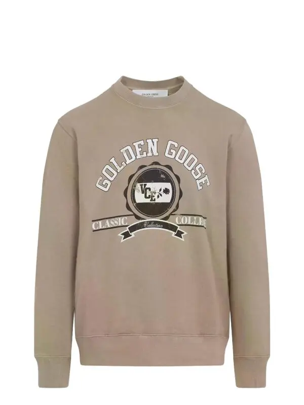 GOLDEN GOOSE Logo-print Crewneck Sweatshirt - Neutrals