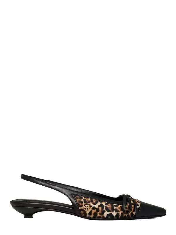 ANINE BING Zoey Leopard-print Slingback Ballet Flats - Black