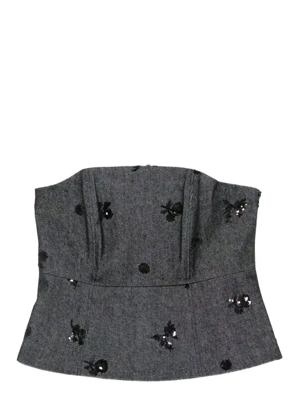 LUISA CERANO Sequin-embellished Bustier Top - Blue