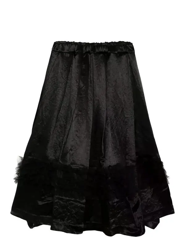 BLACK COMME DES GARÇONS Ruffled Satin A-line Skirt - Black