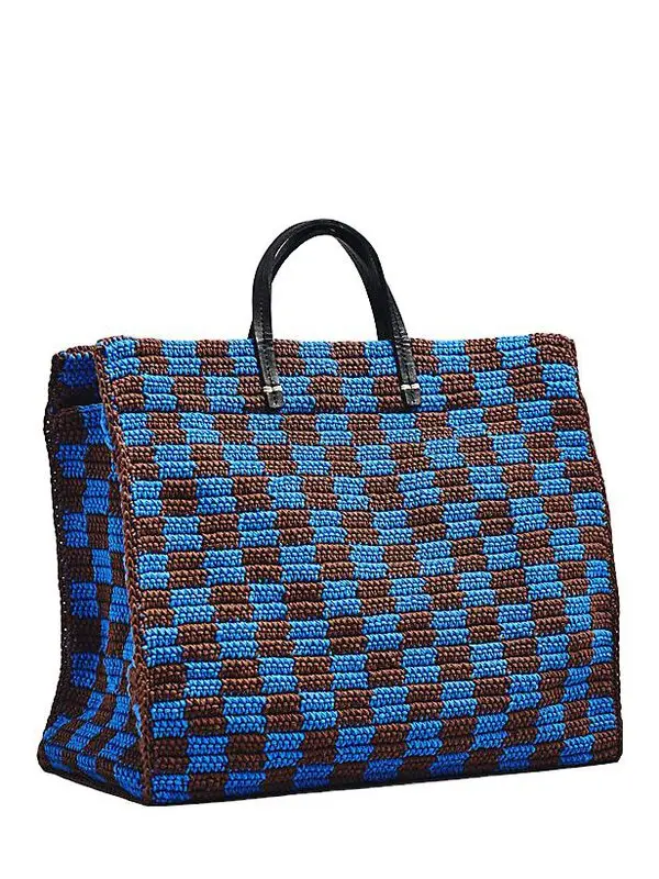 Clare V. Summer Simple Tote - Deep Blue/chocolate
