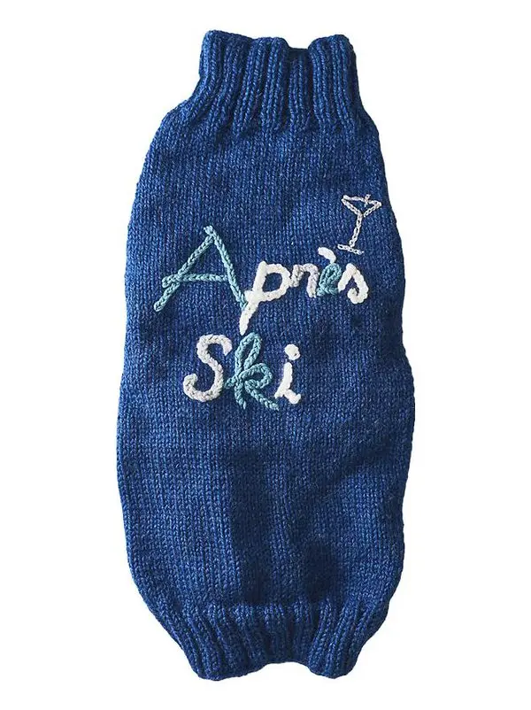 Anthropologie Hand-knit Holiday Phrase Pet Sweater - Apres Ski