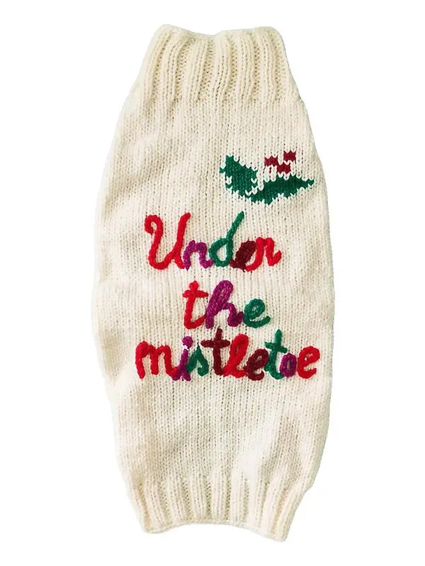 Anthropologie Hand-knit Holiday Phrase Pet Sweater - Under The Mistletoe