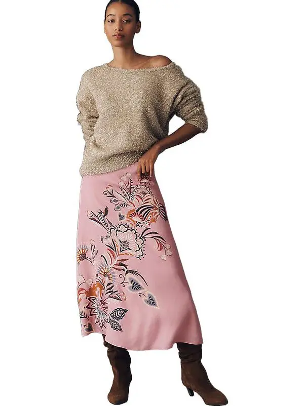 Farm Rio Printed Slip Maxi Skirt - Delicate Garden