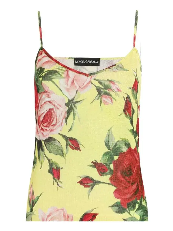Dolce & Gabbana Printed Spaghetti Strap Top - Yellow