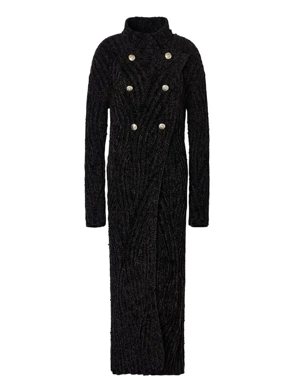 Giorgio Armani Long Viscose And Wool Knit Cardigan - Brown