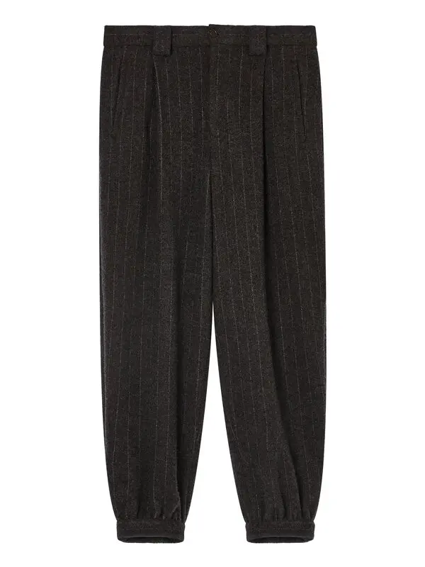 Giorgio Armani Pinstriped Cashmere And Wool Trousers - Grey