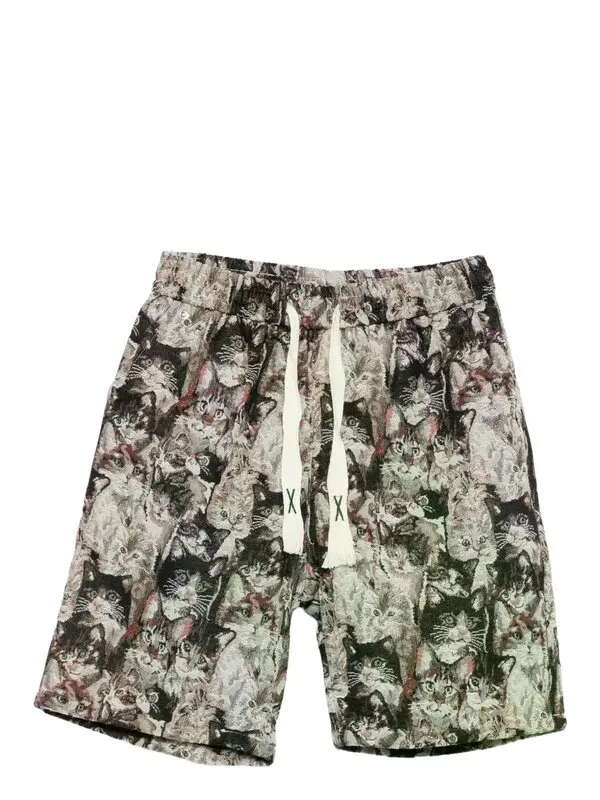 BLESS Cat-print Shorts - Neutrals