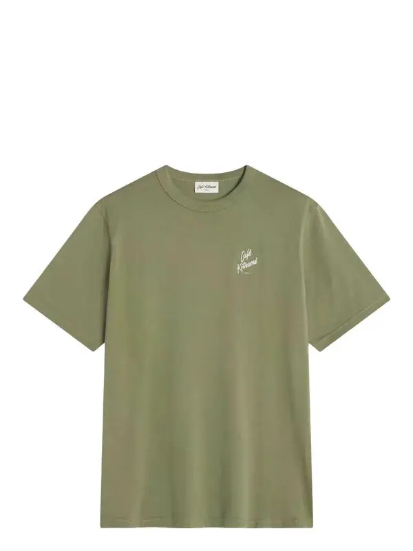 CAFÉ KITSUNÉ Logo-embroidered T-shirt - Green